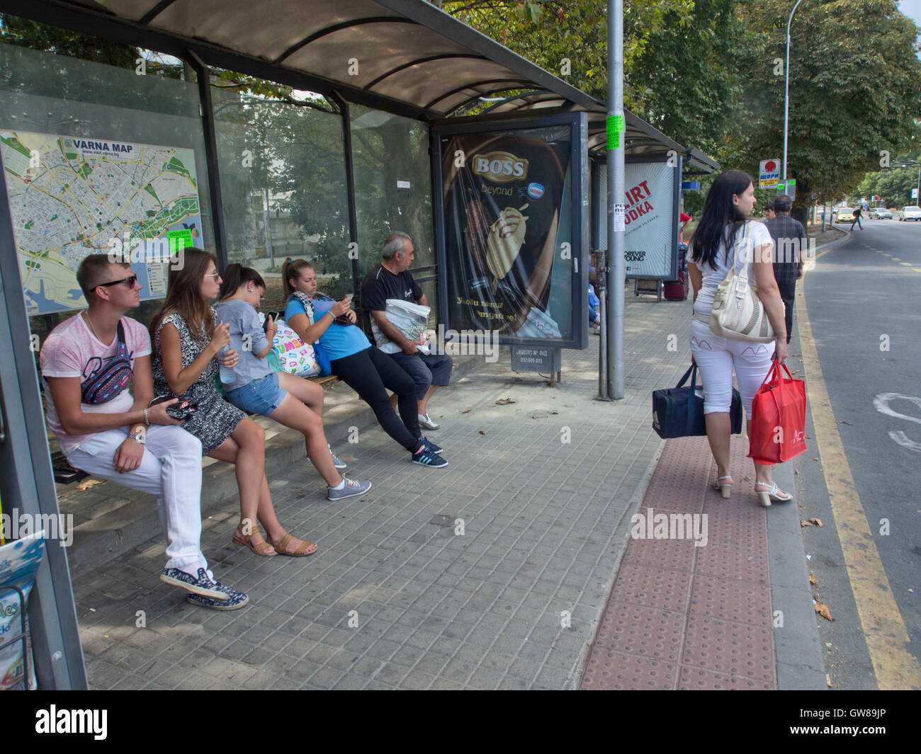 Bus stop in the resort of Varna on the Black Sea. Bulgaria Stock Photo ...