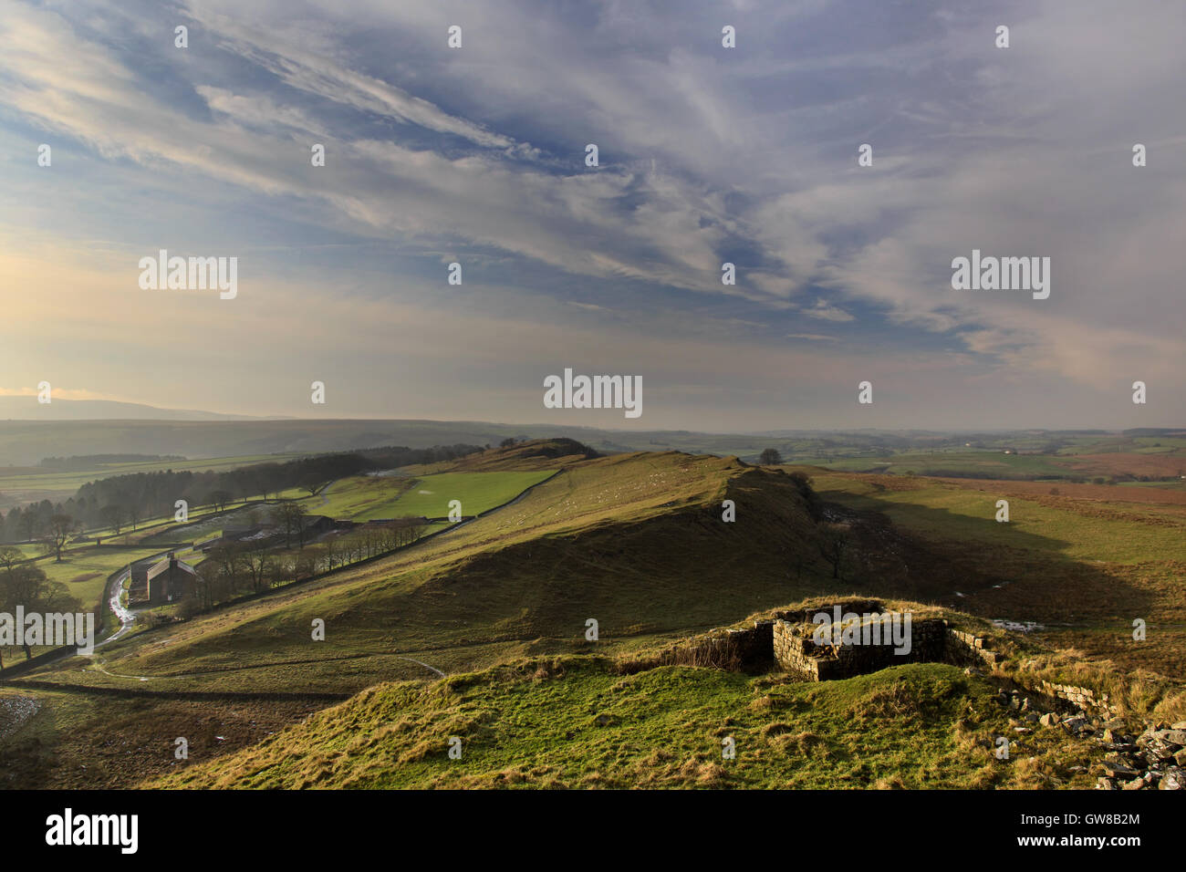 Looking west from Turret 44B, Walltown, Hadrian's Wall, Northumberland ...