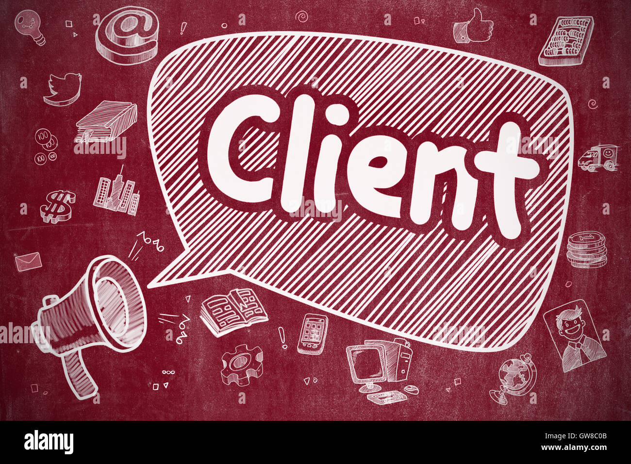 Client - Hand Drawn Illustration on Red Chalkboard Stock Photo - Alamy