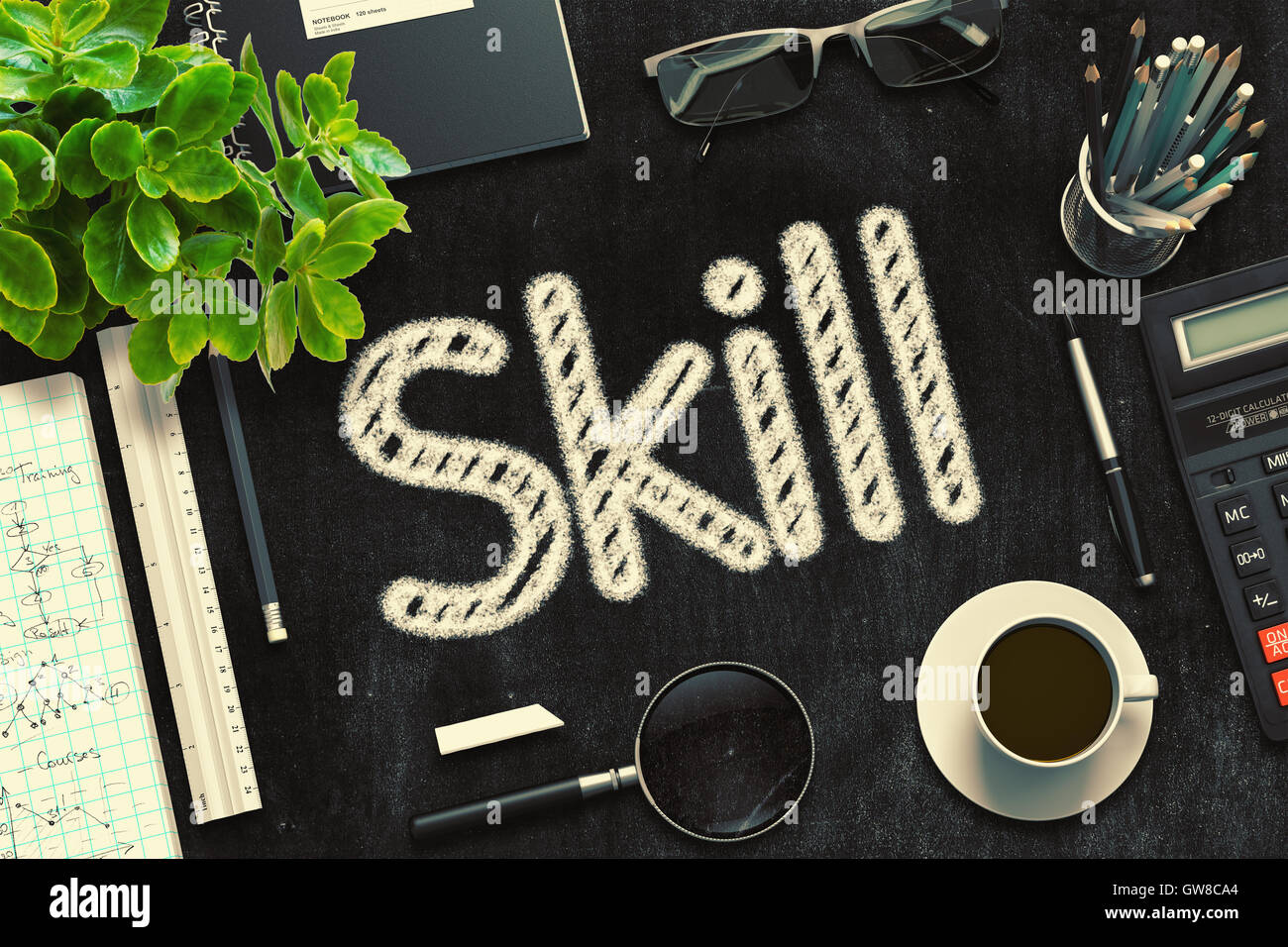Black Chalkboard with Skill Concept. 3D Rendering Stock Photo - Alamy