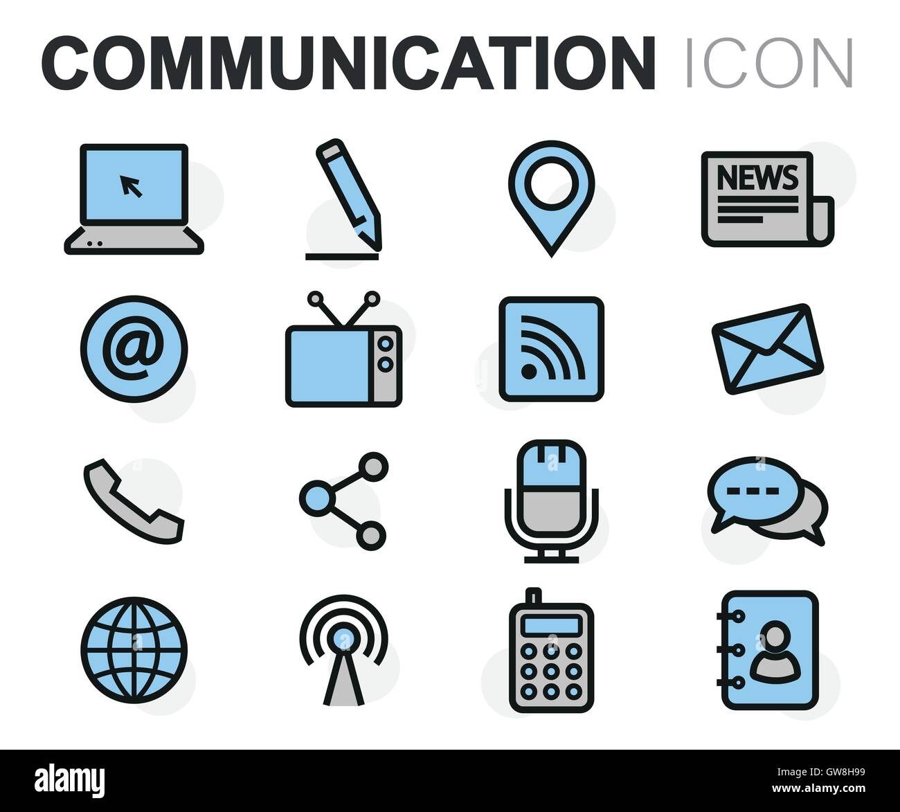 Vector flat line communication icons set Stock Vector Image & Art - Alamy