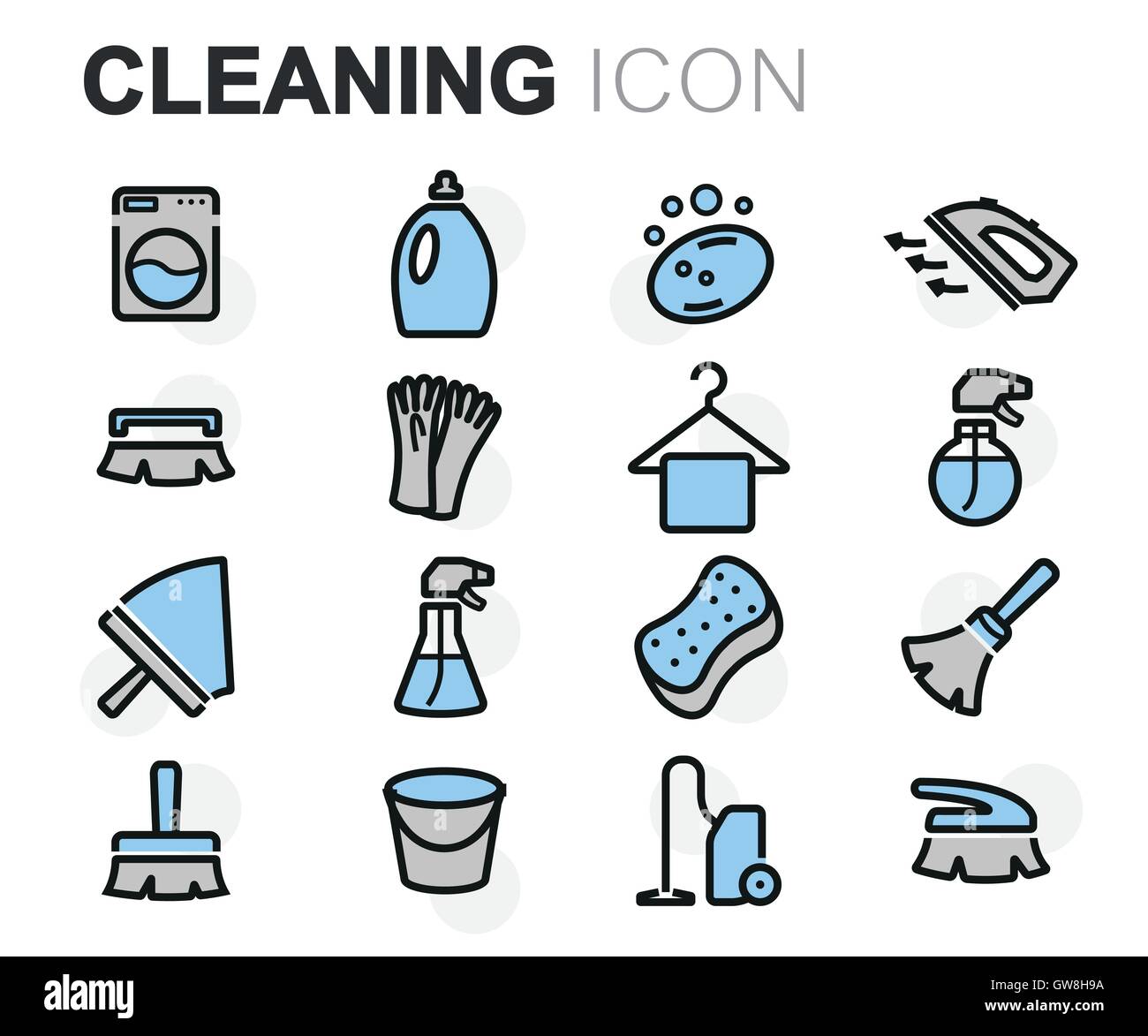 Vector flat line cleaning icons set Stock Vector Image & Art - Alamy
