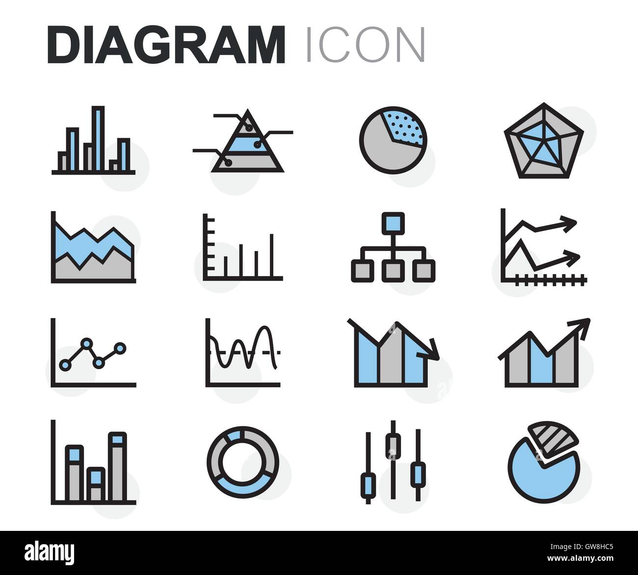 Vector flat line diagram icons set Stock Vector Image & Art - Alamy