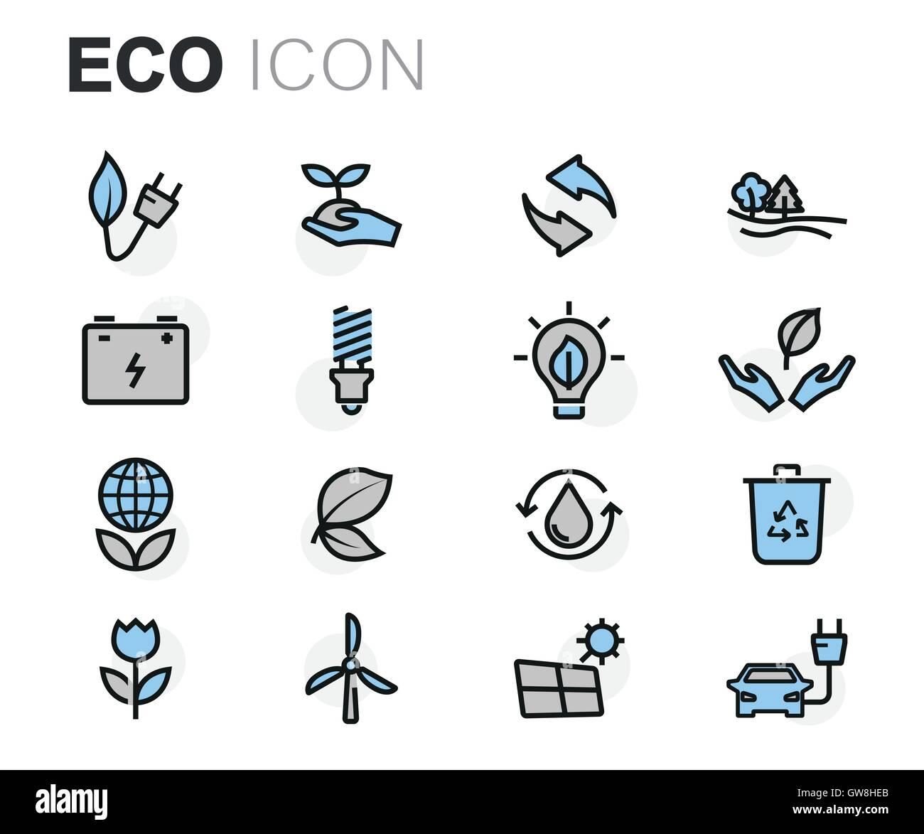 Vector flat line eco icons set Stock Vector Image & Art - Alamy
