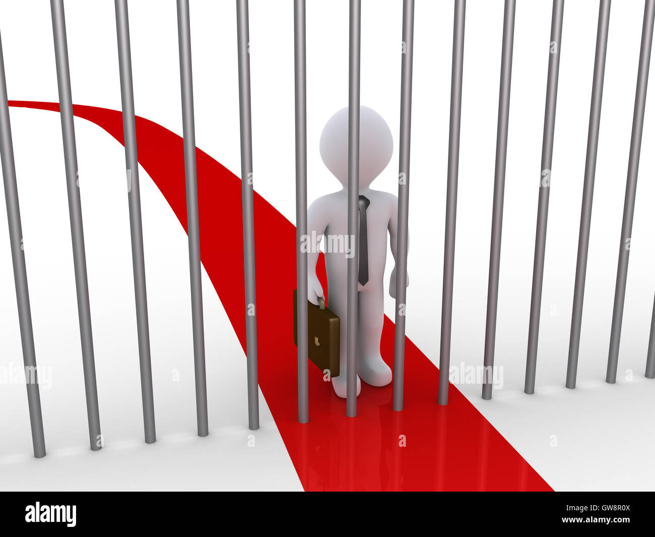 Businessman path is blocked by metal bars Stock Photo - Alamy
