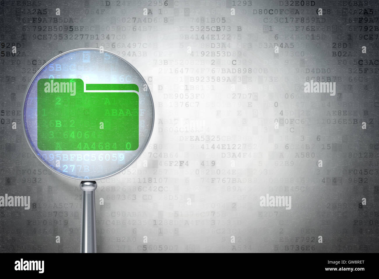 Business concept: Folder with optical glass on digital backgrou Stock ...