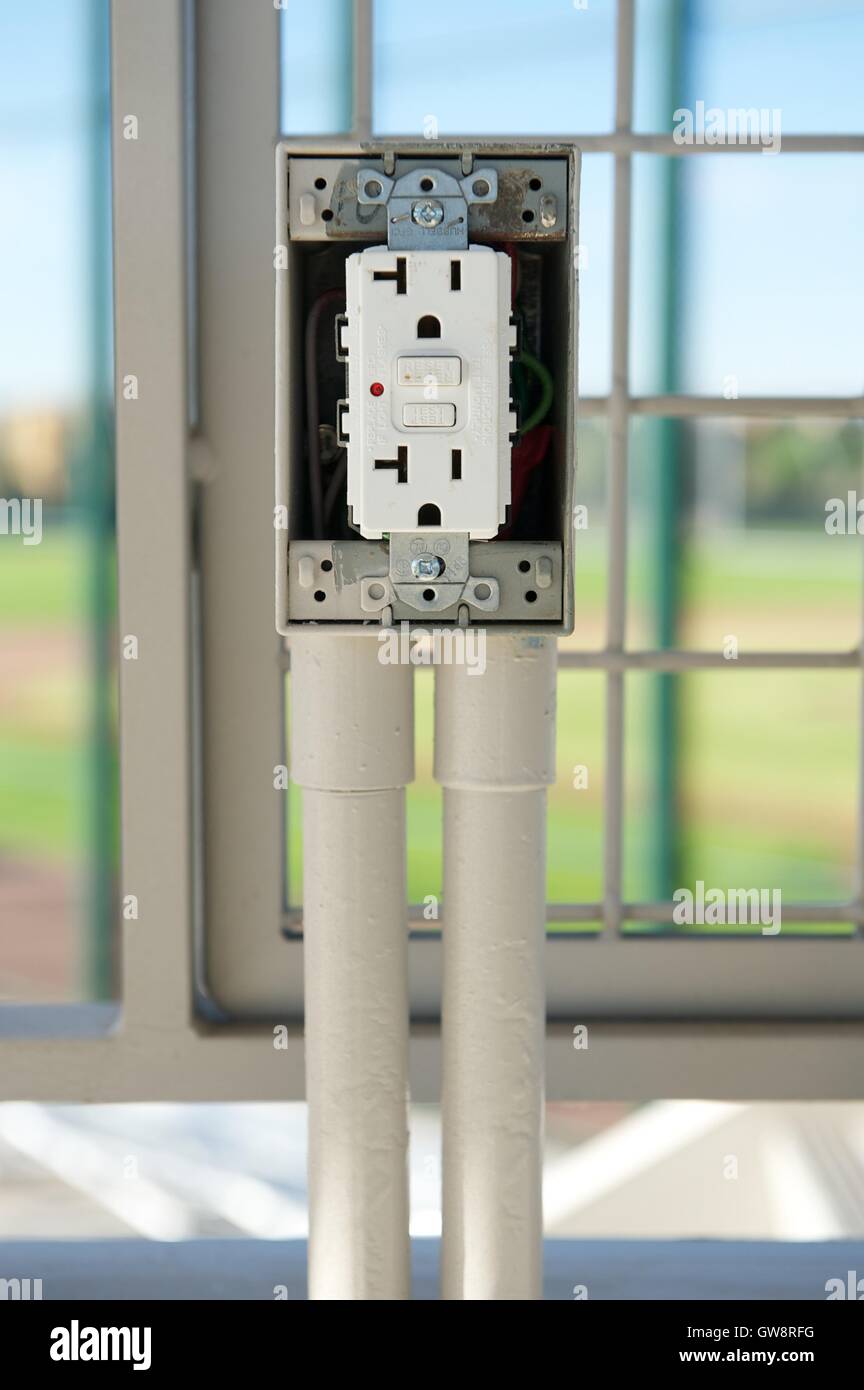 Newly Installed Electrical Outlet with GFCI Stock Photo - Alamy