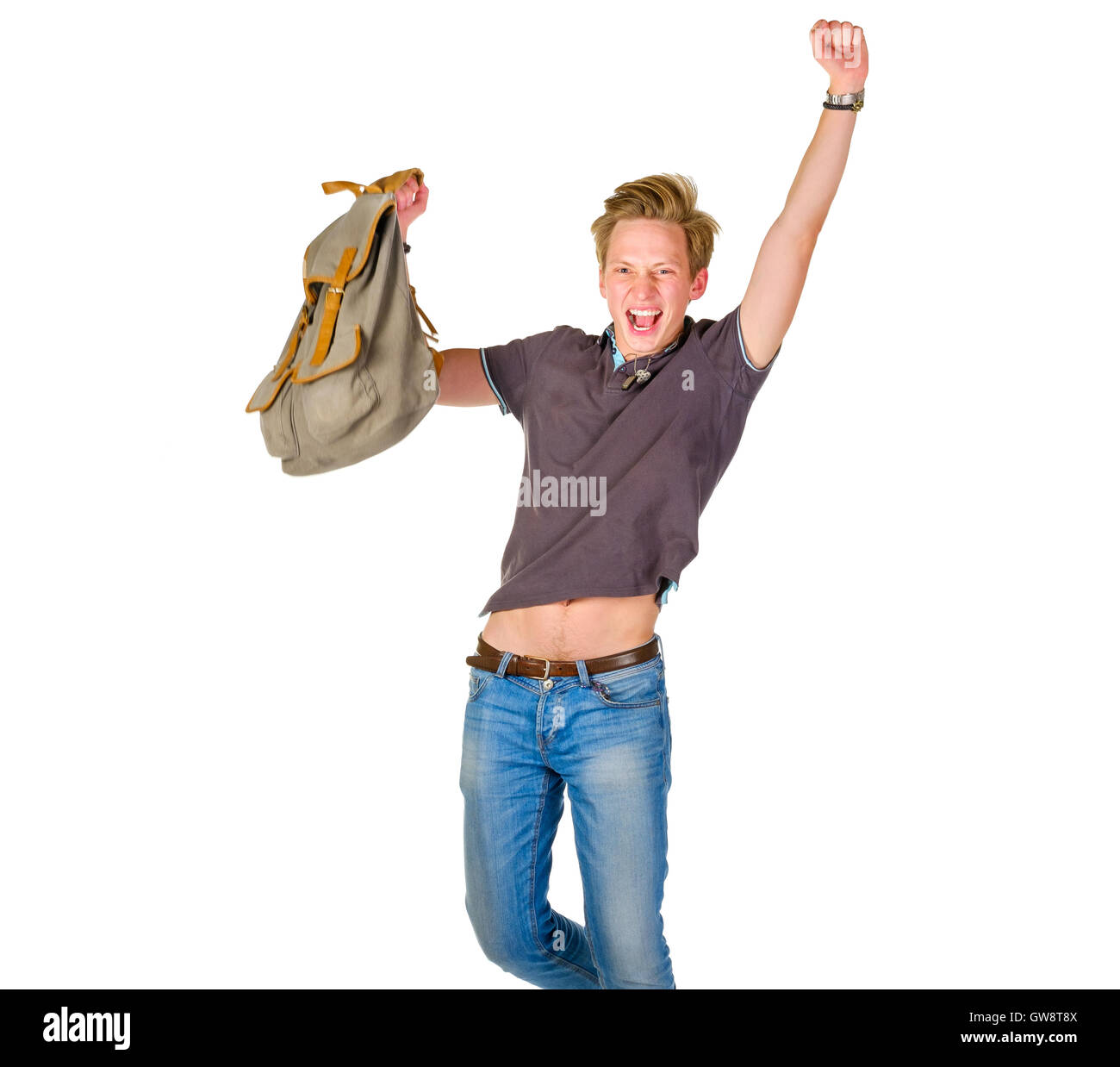 Young happy man jumping Stock Photo - Alamy