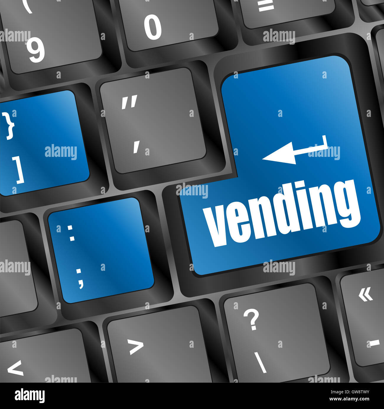 keyboard with blue vending button Stock Photo - Alamy