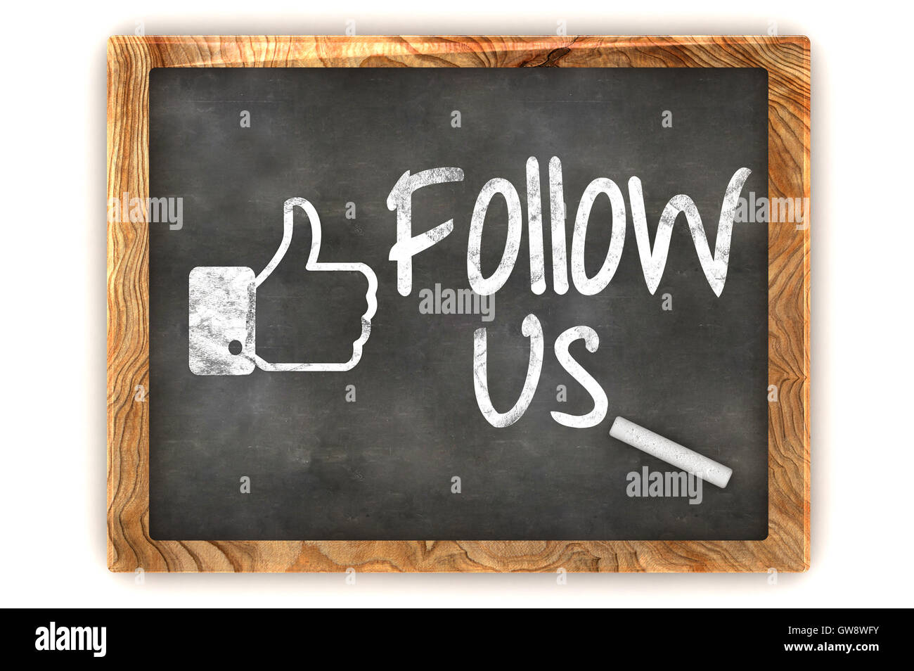 Blackboard showing "follow us" as used in social networks Stock Photo ...