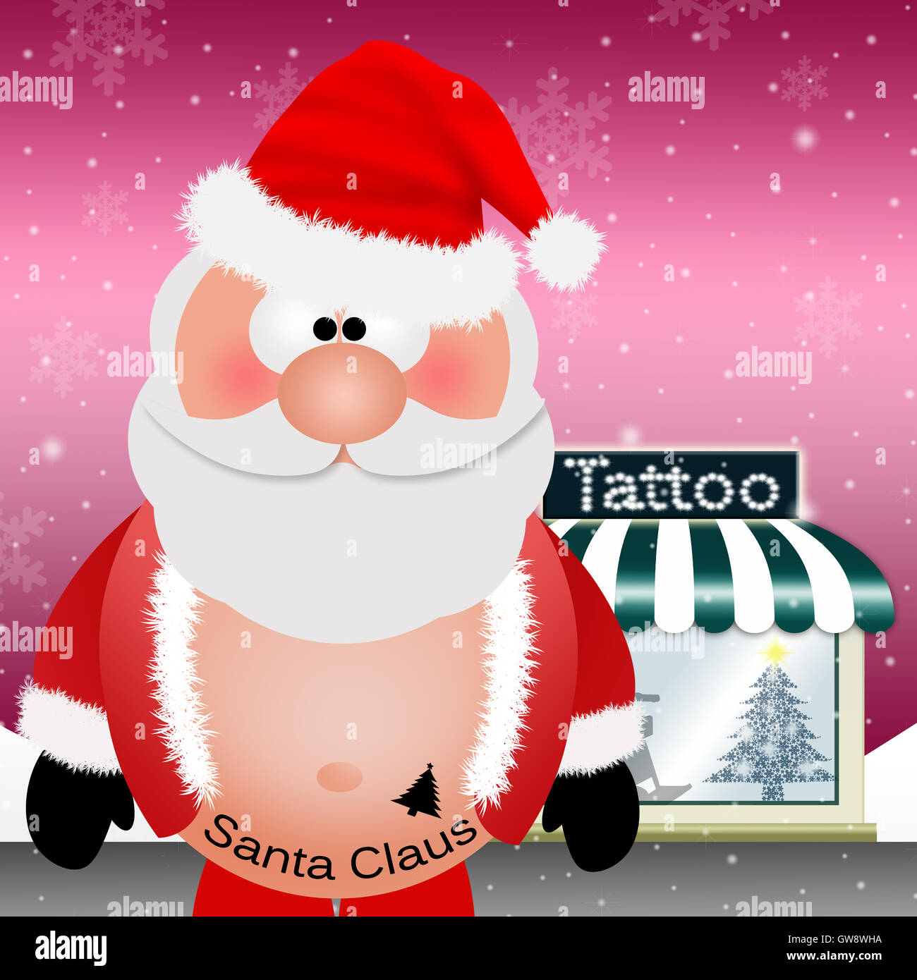 Santa Claus with tattoo for Christmas Stock Photo - Alamy