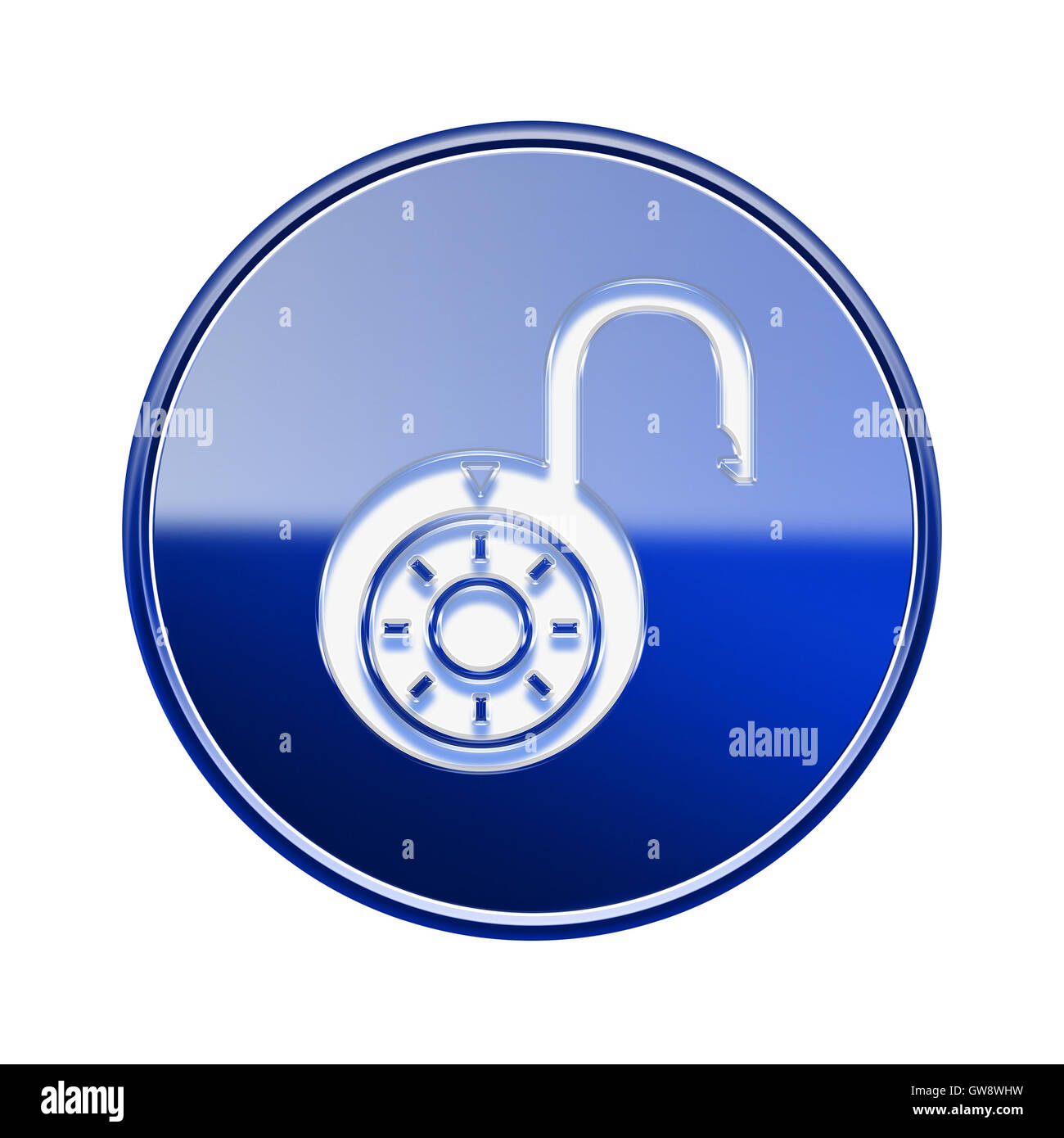 Lock on icon glossy blue, isolated on white background Stock Photo - Alamy