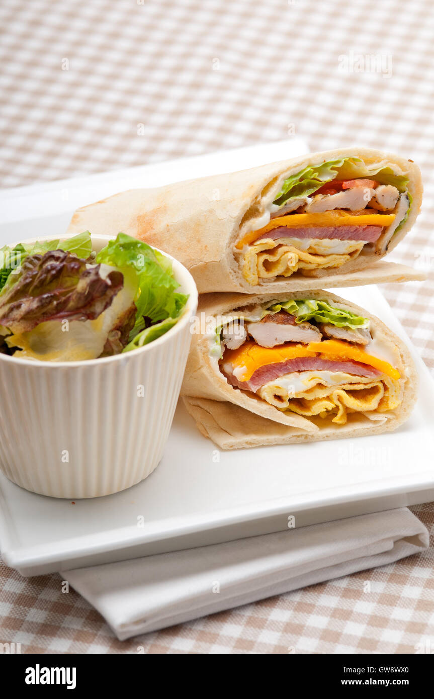 club sandwich pita bread roll Stock Photo - Alamy