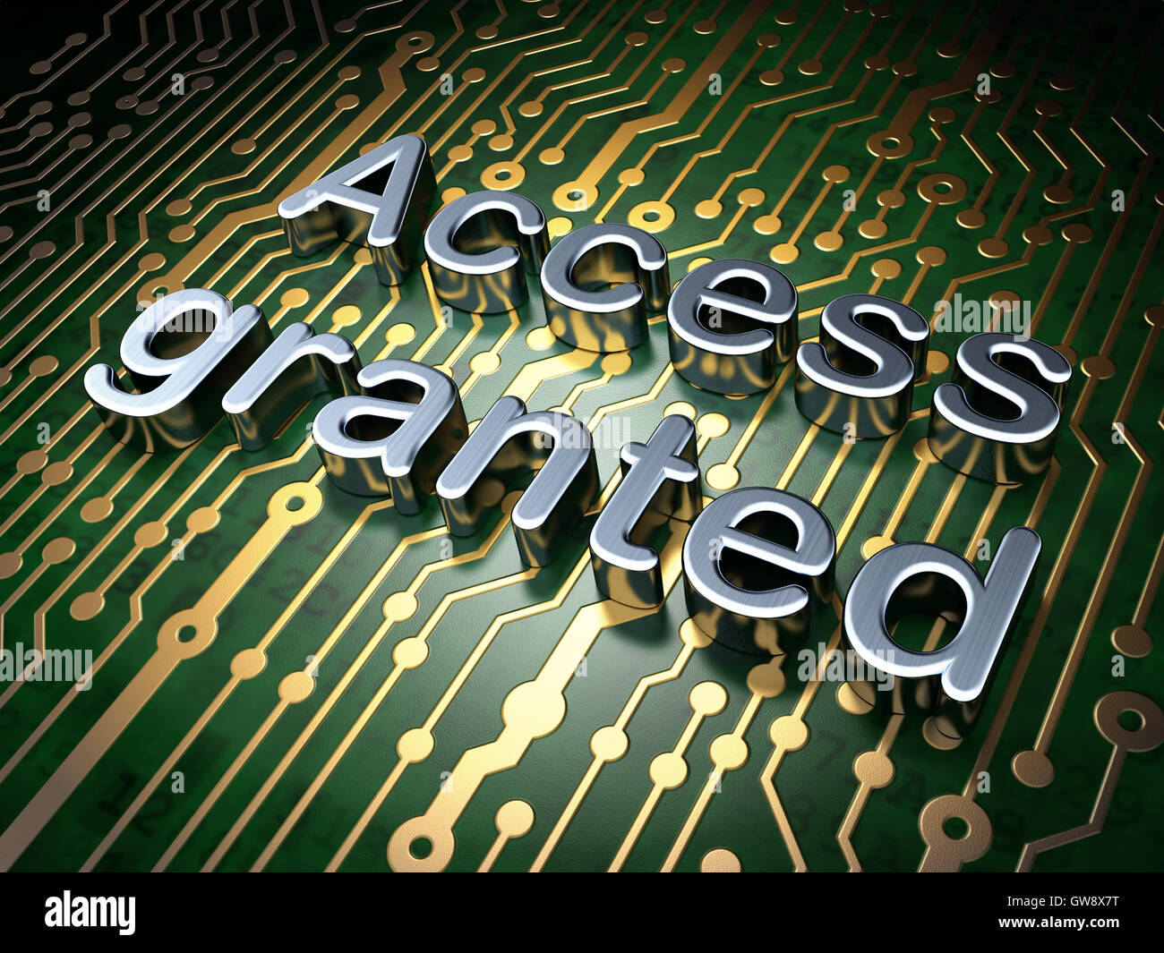 Security concept: Access Granted on circuit board background Stock ...