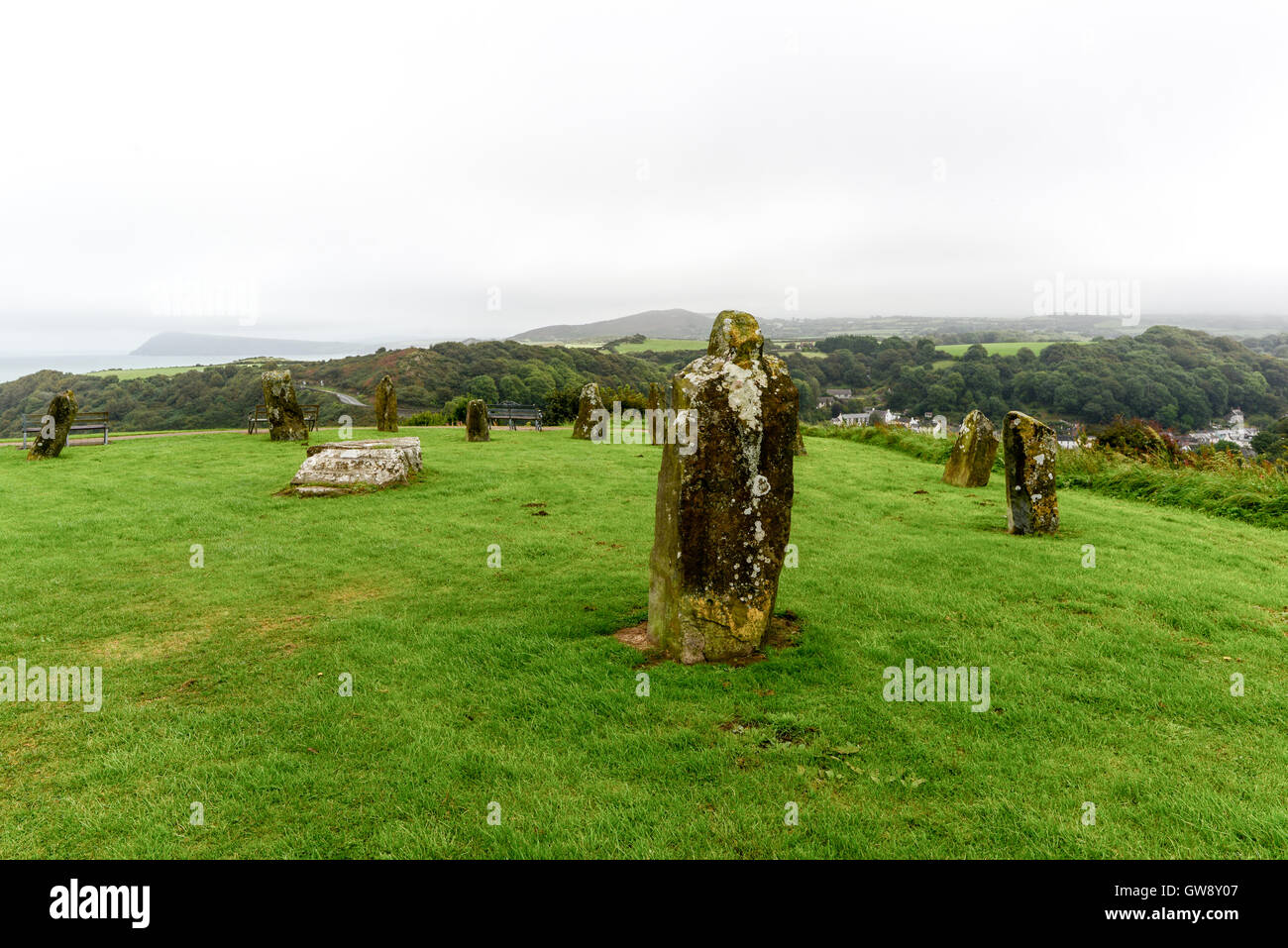Gorsedd Stone circle above Fishguard, Pembrokeshire, Wales, UK. The ...