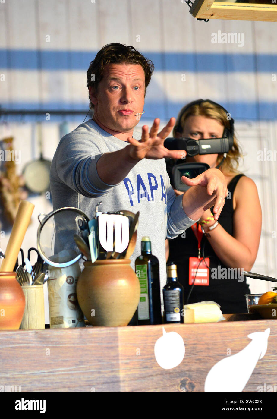 Jamie Oliver at The Big Feastival at Alex James' Farm August, 2016 in ...