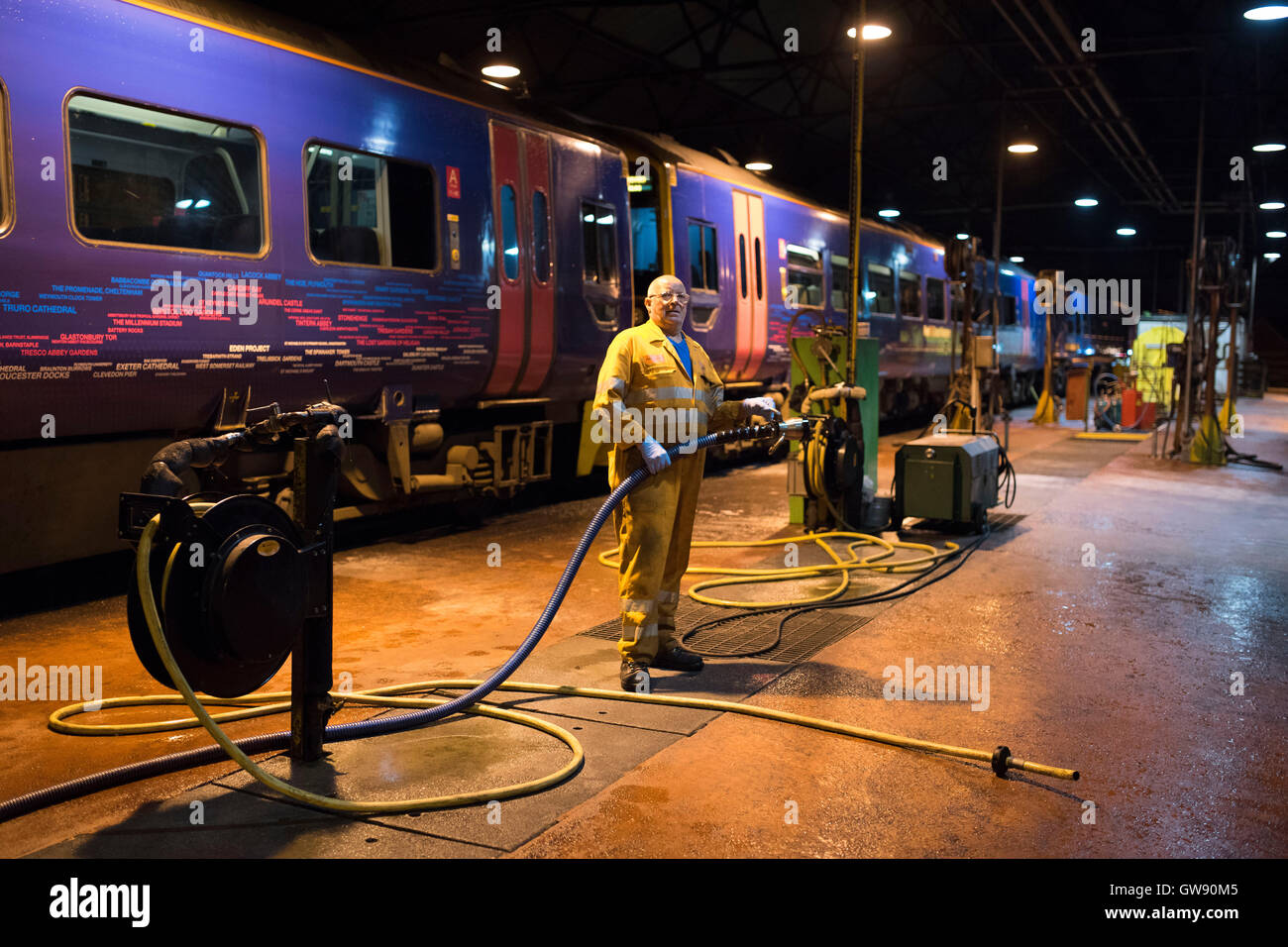 Train maintenance at Arriva Trains Wales, Canton Diesel Depot, Leckwith ...