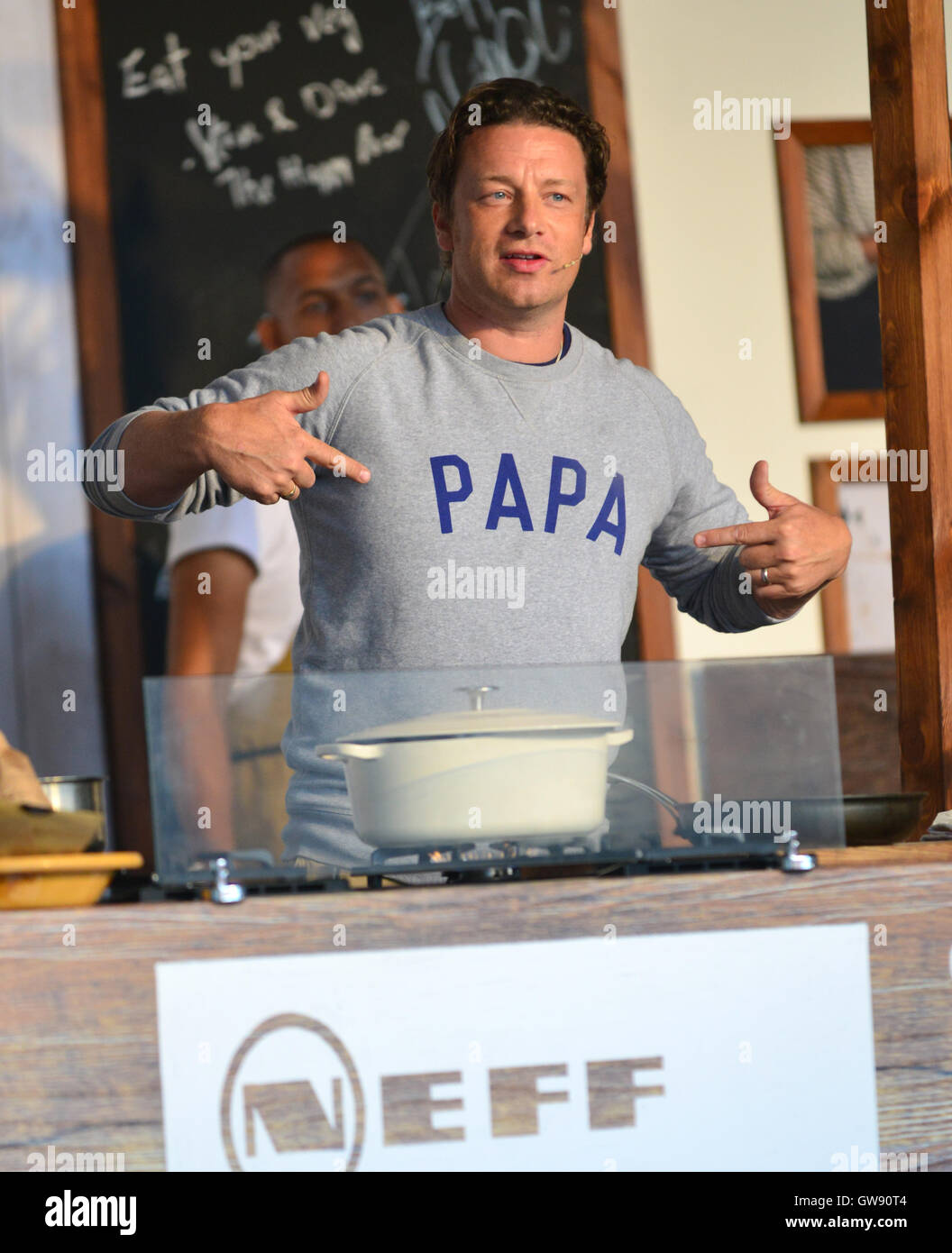 Jamie Oliver at The Big Feastival at Alex James' Farm August, 2016 in ...