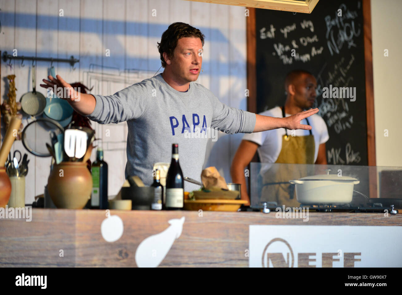 Jamie Oliver at The Big Feastival at Alex James' Farm August, 2016 in ...