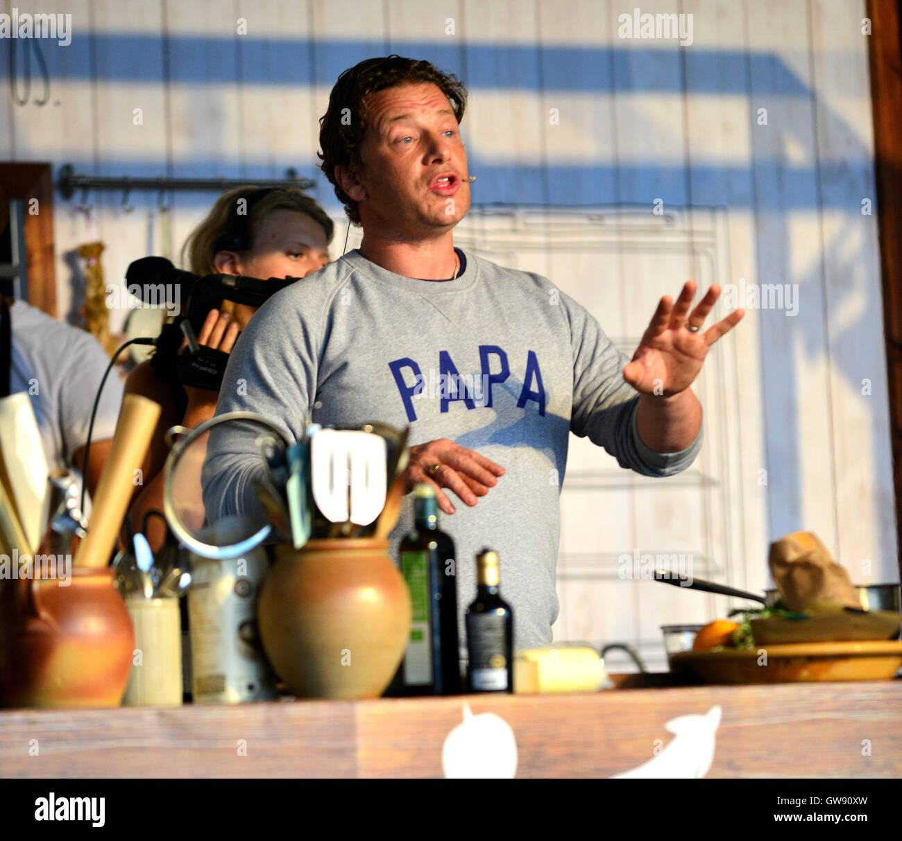 Jamie Oliver at The Big Feastival at Alex James' Farm August, 2016 in ...