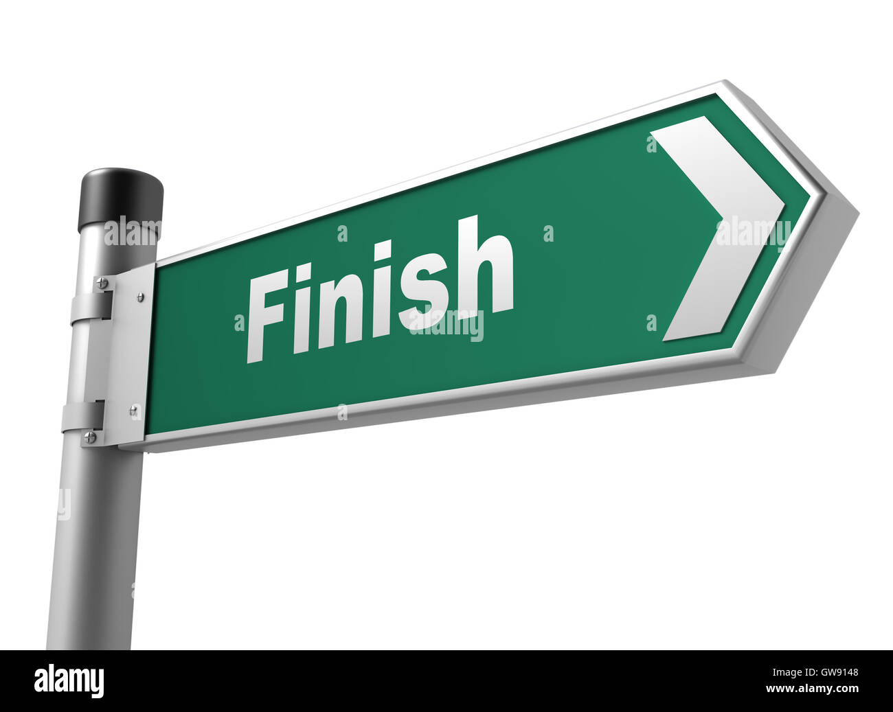 finish road sign 3d illustration Stock Photo - Alamy