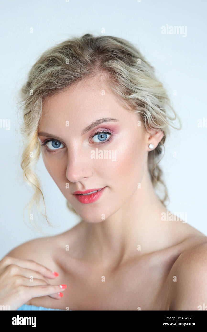 Beautiful woman with blue eyes Stock Photo - Alamy