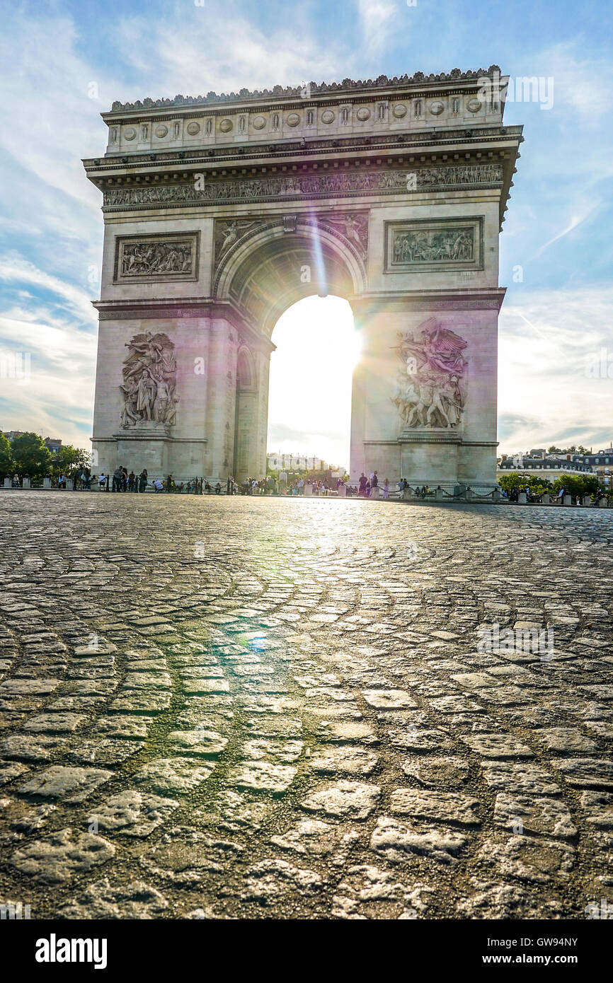 Beautiful sunset over Arc de Triomphe at Place de l'Etoile, Paris, France Stock Photo - Alamy