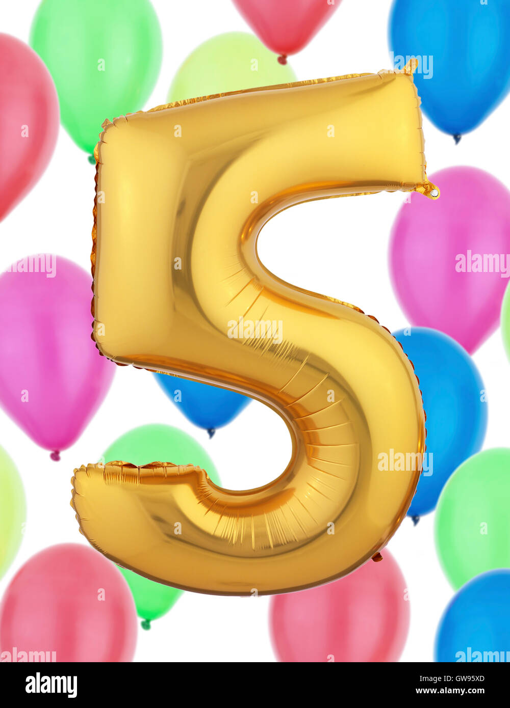 Number 5 Gold Balloon Stock Photo - Alamy