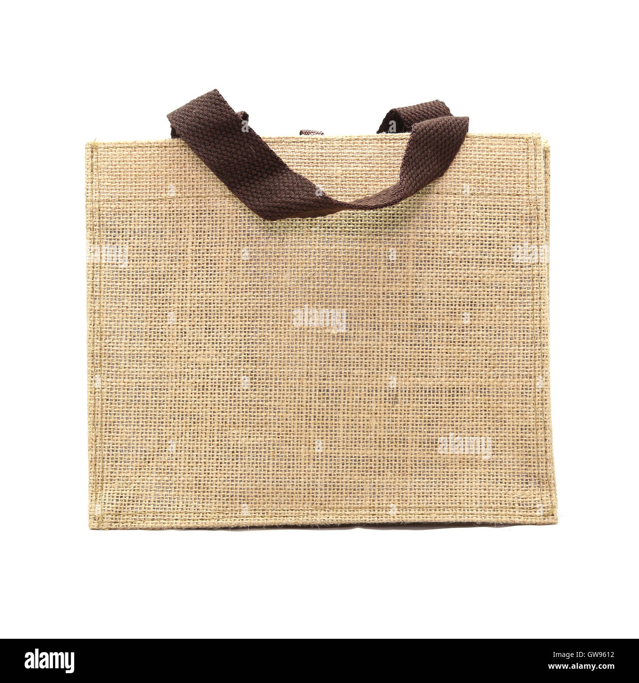 Shopping bag made out of recycled sack on white background Stock Photo ...