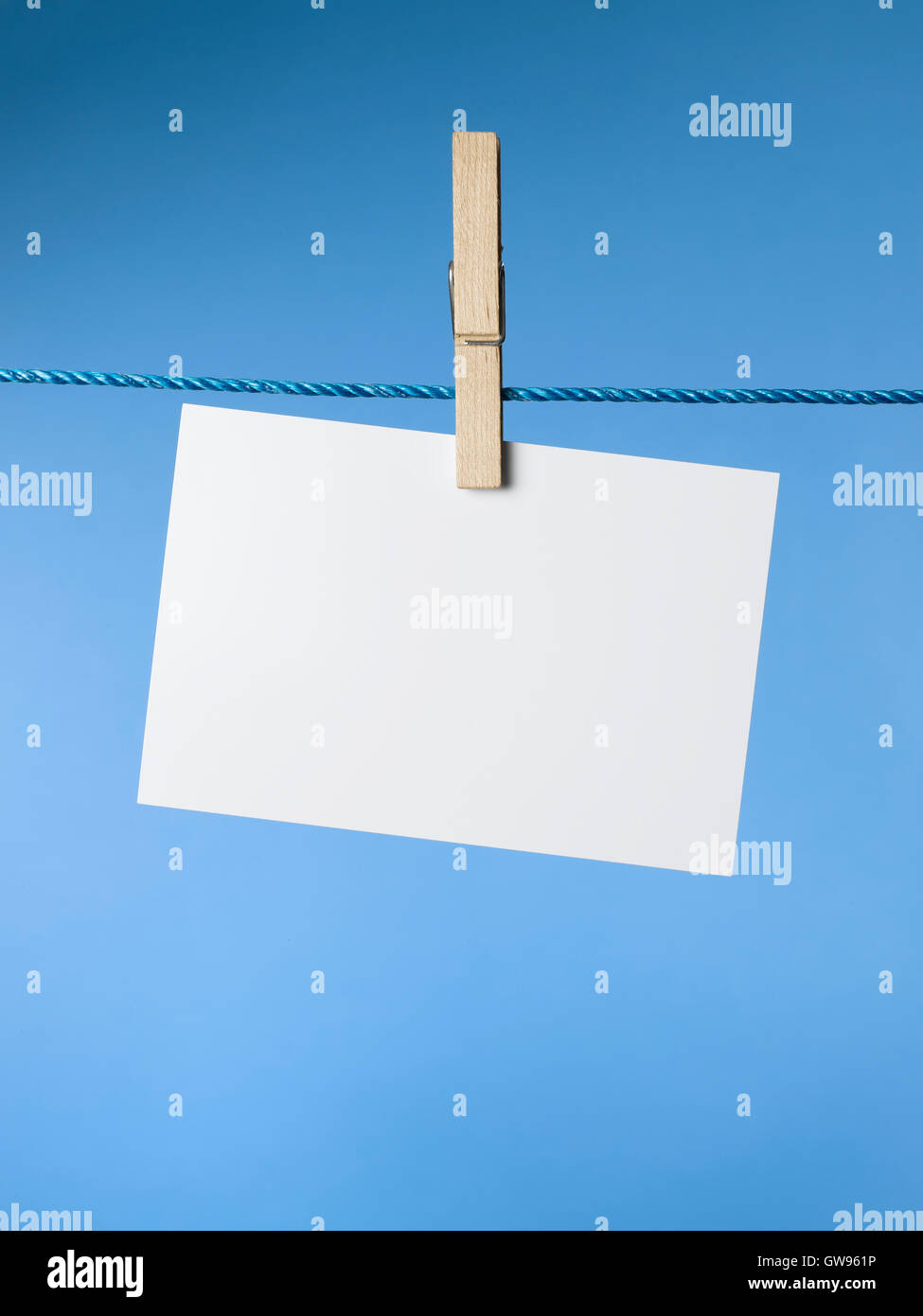 Washing Line with hanging blank paper Stock Photo - Alamy