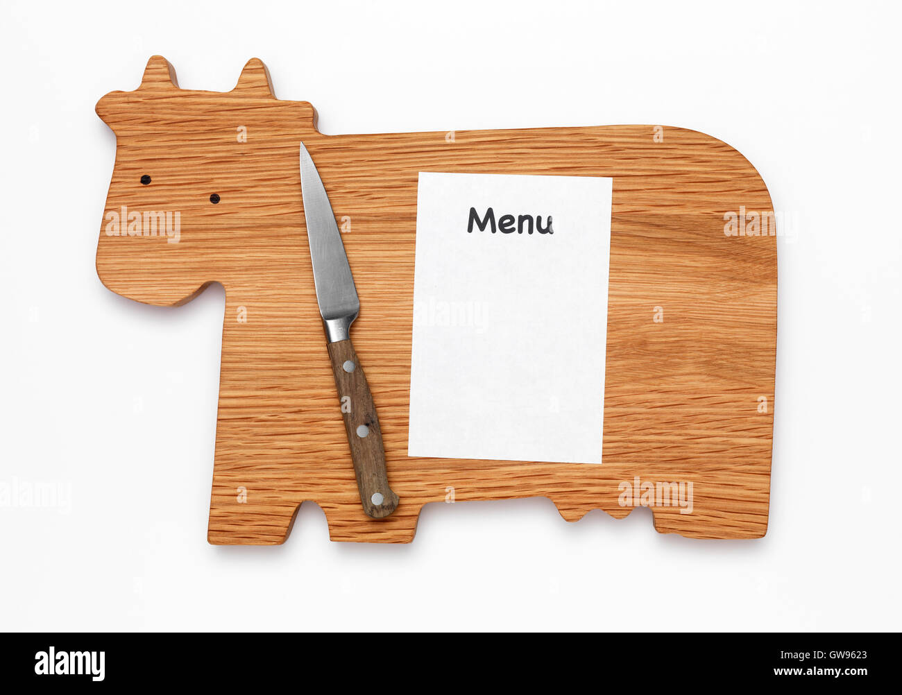 Chopping Board with blank menu Stock Photo - Alamy