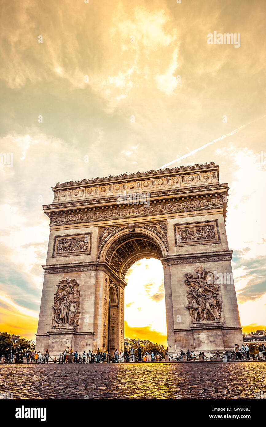 Arc De Triomphe At Sunset