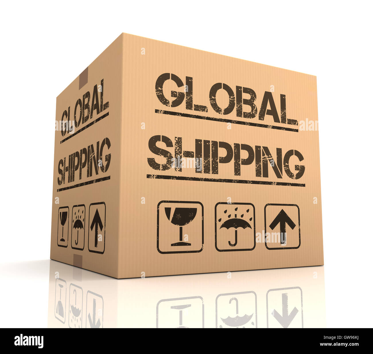 global shipping cardboard box concept 3d illustration Stock Photo - Alamy