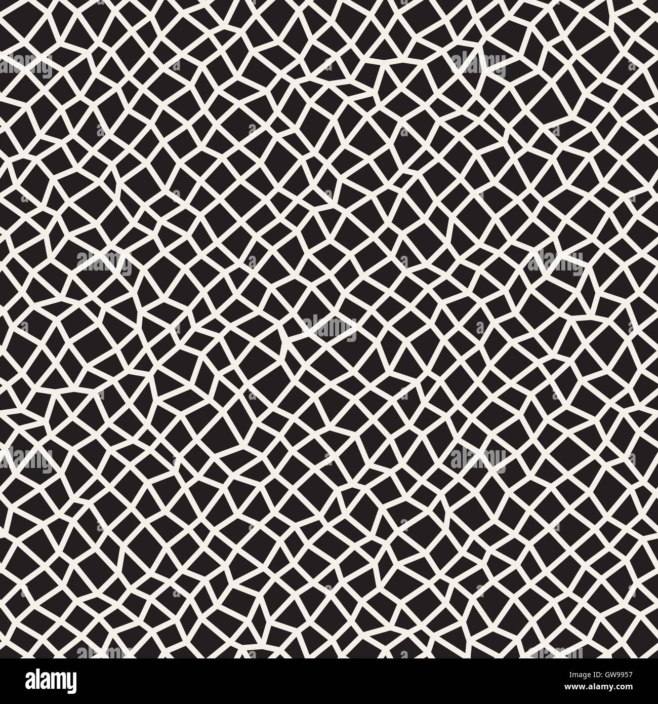 Vector Seamless Black and White Distorted Rectangle Mosaic Grid Pattern ...