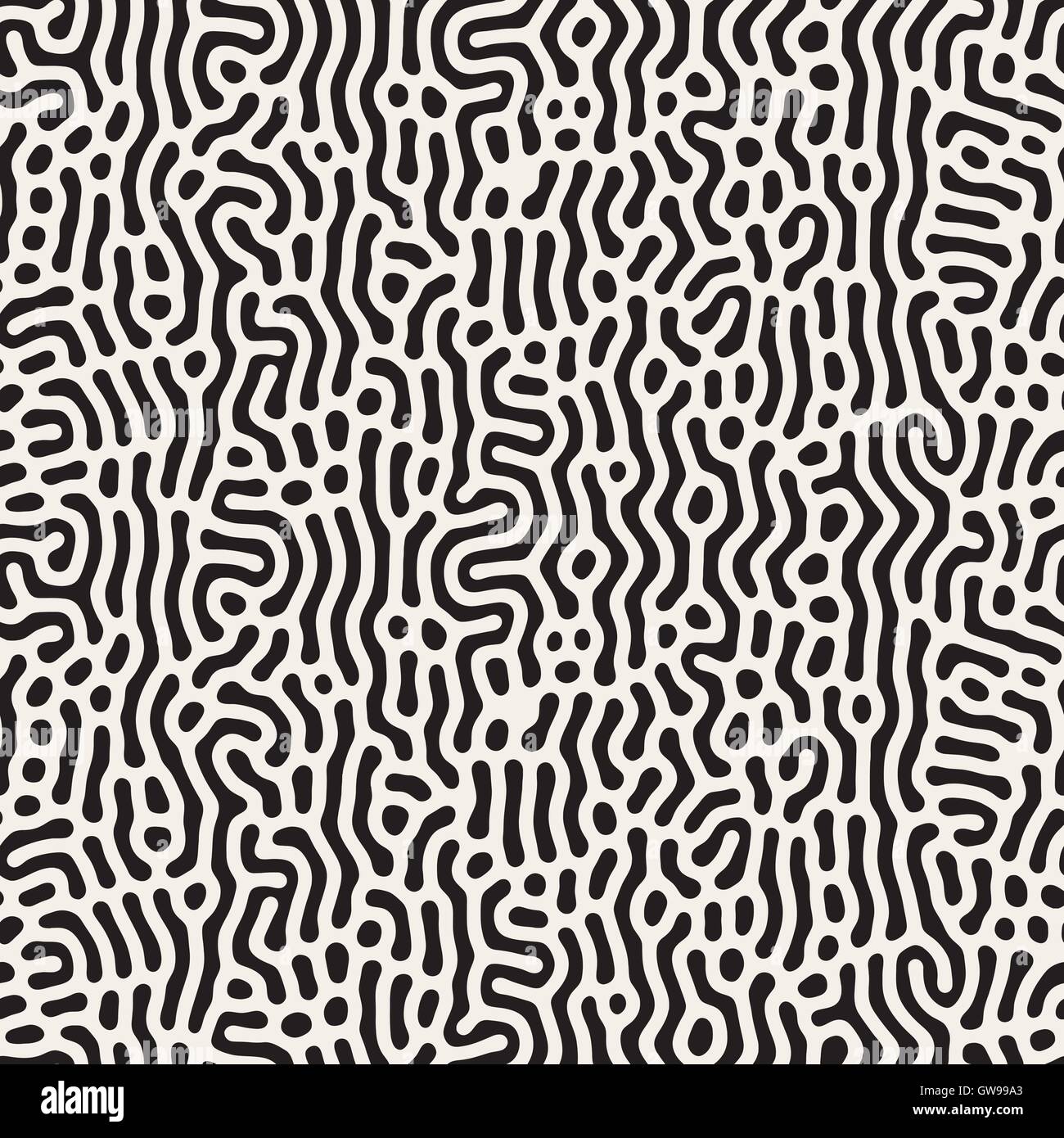 Vector Seamless Black and White Organic Lines Pattern Stock Vector ...