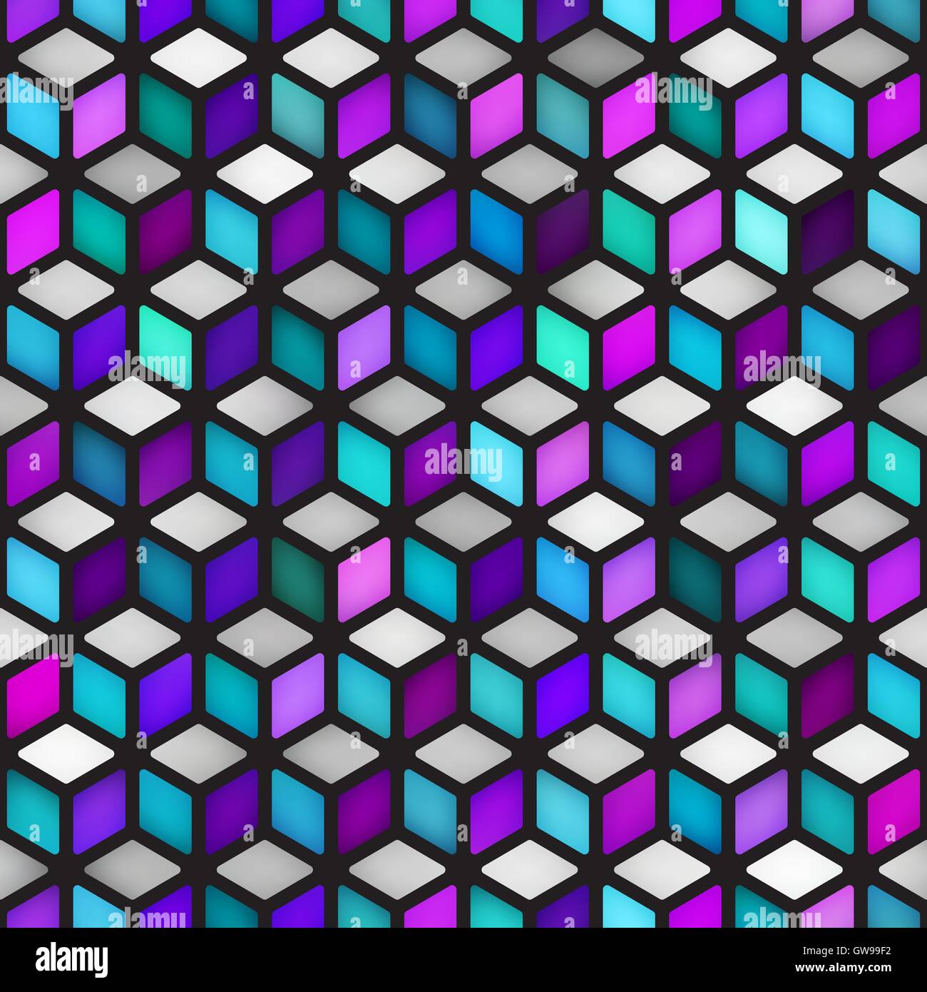 Vector Seamless Multicolor Gradient Cube Shape Rhombus Grid Geometric ...