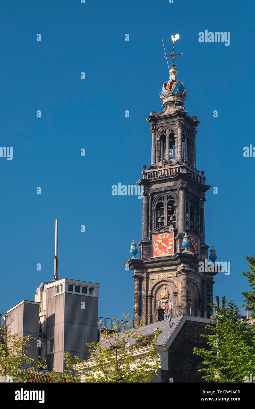 The Westerkerk Tower, an 85 metre high bell tower attached to Amsterdam ...