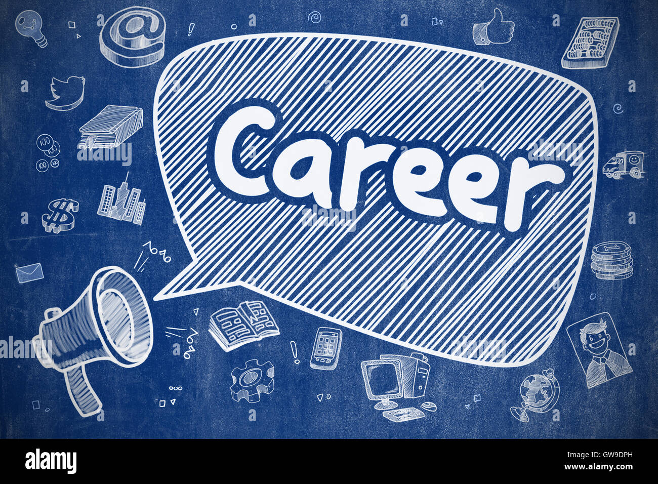 Career - Cartoon Illustration on Blue Chalkboard Stock Photo - Alamy