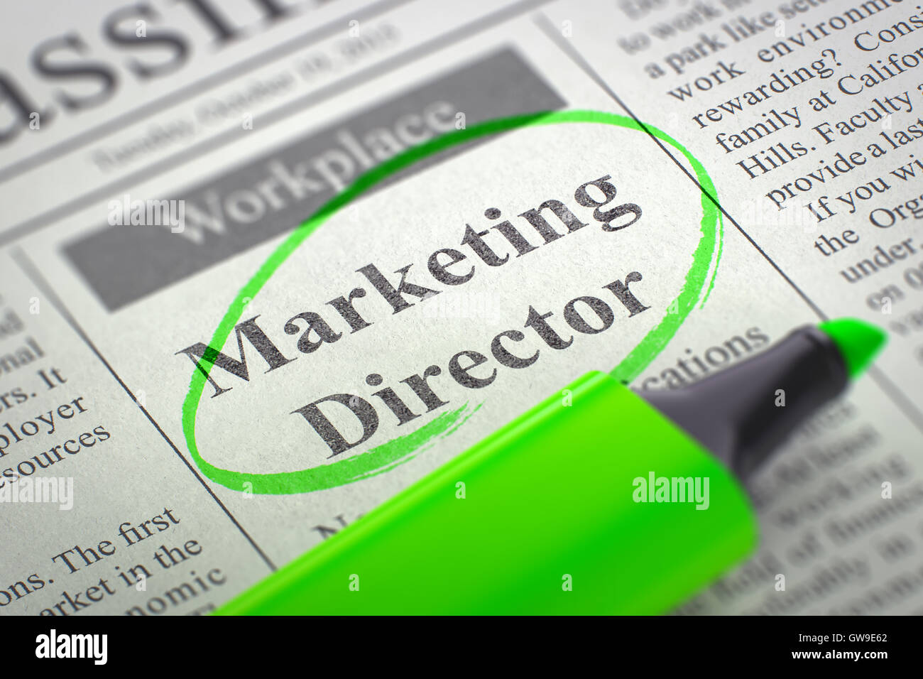 Now Hiring Marketing Director. 3D Illustration Stock Photo - Alamy
