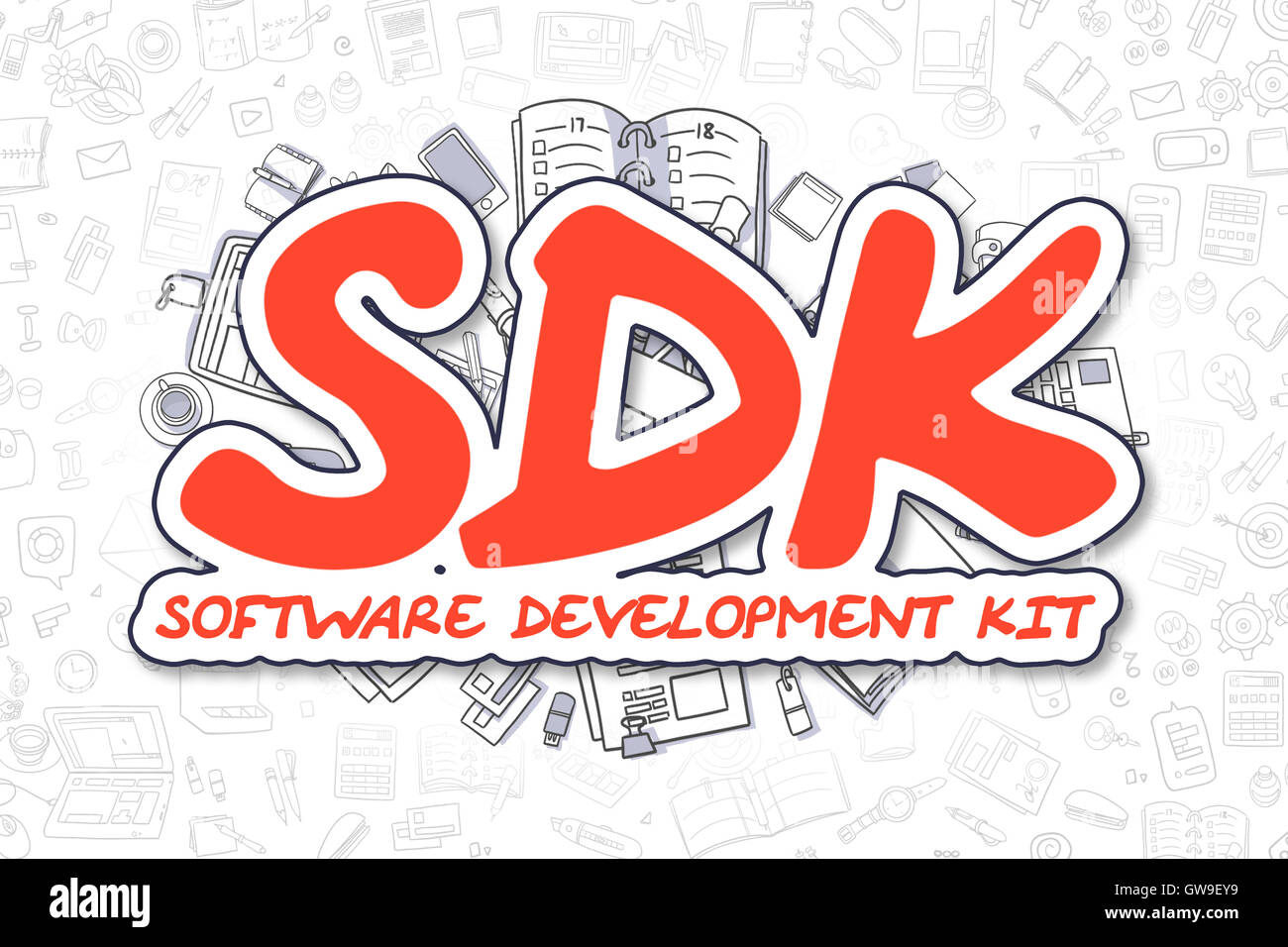 Software code icon doodle Cut Out Stock Images & Pictures - Alamy