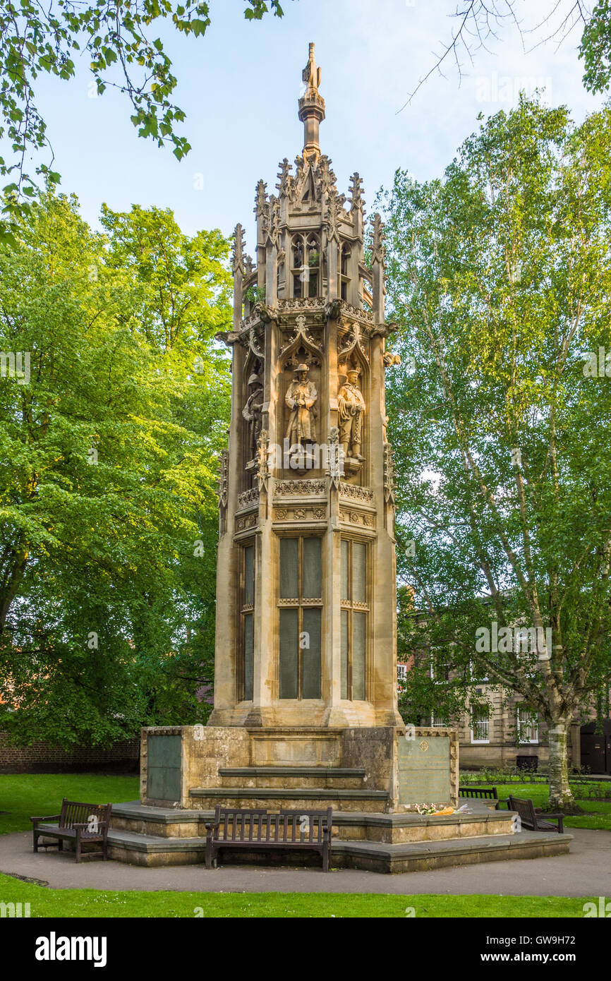 Octagonal ornate Boer War Memorial (1905) in Duncombe Place near York ...