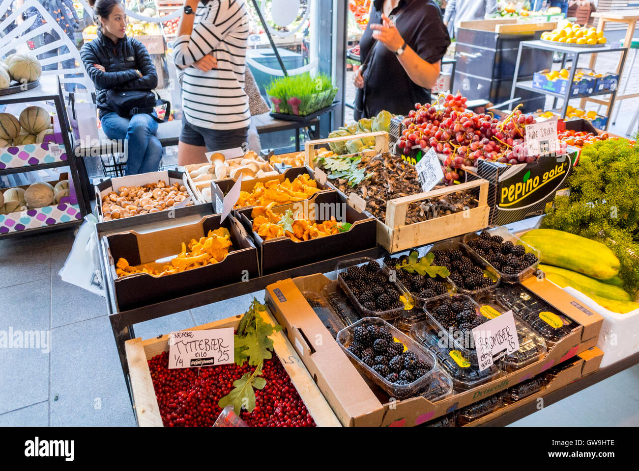 Copenhagen, Denmark, Scenes, People Shopping in Torvfhallerne Food ...