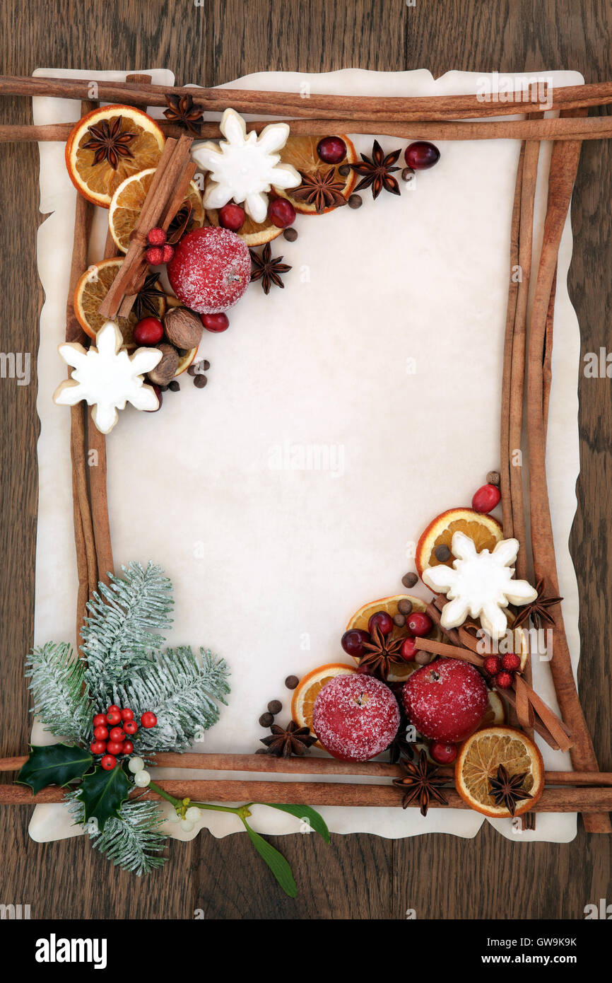 Christmas abstract background border with cinnamon sticks, gingerbread ...