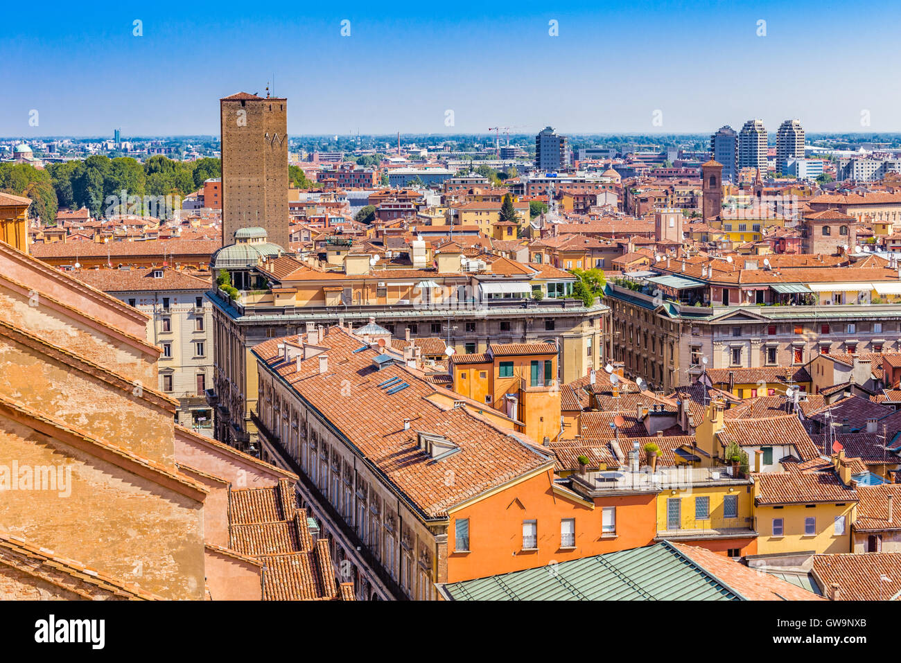 panoramic view of rooftops and buildings in Bologna, Italy Stock Photo ...