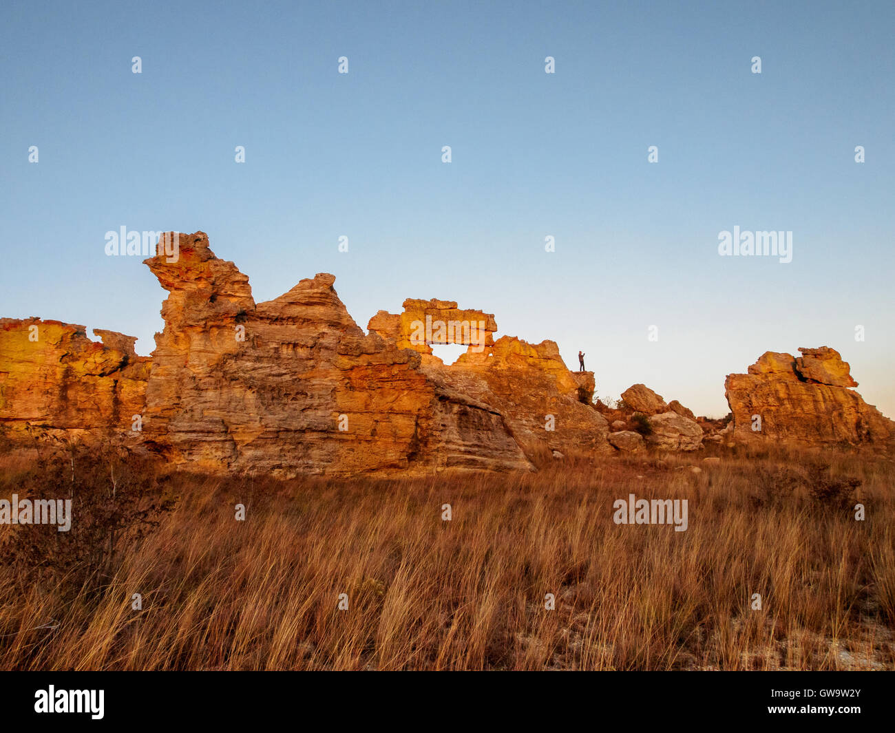 La Fenetre Isalo, Sunset at the window of Isalo, Madagascar Stock Photo ...