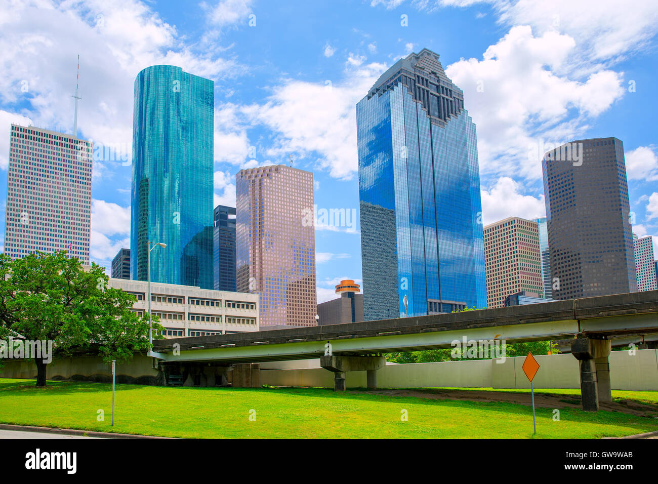 Houston Texas Skyline modern skyscapers and blue sky Stock Photo - Alamy