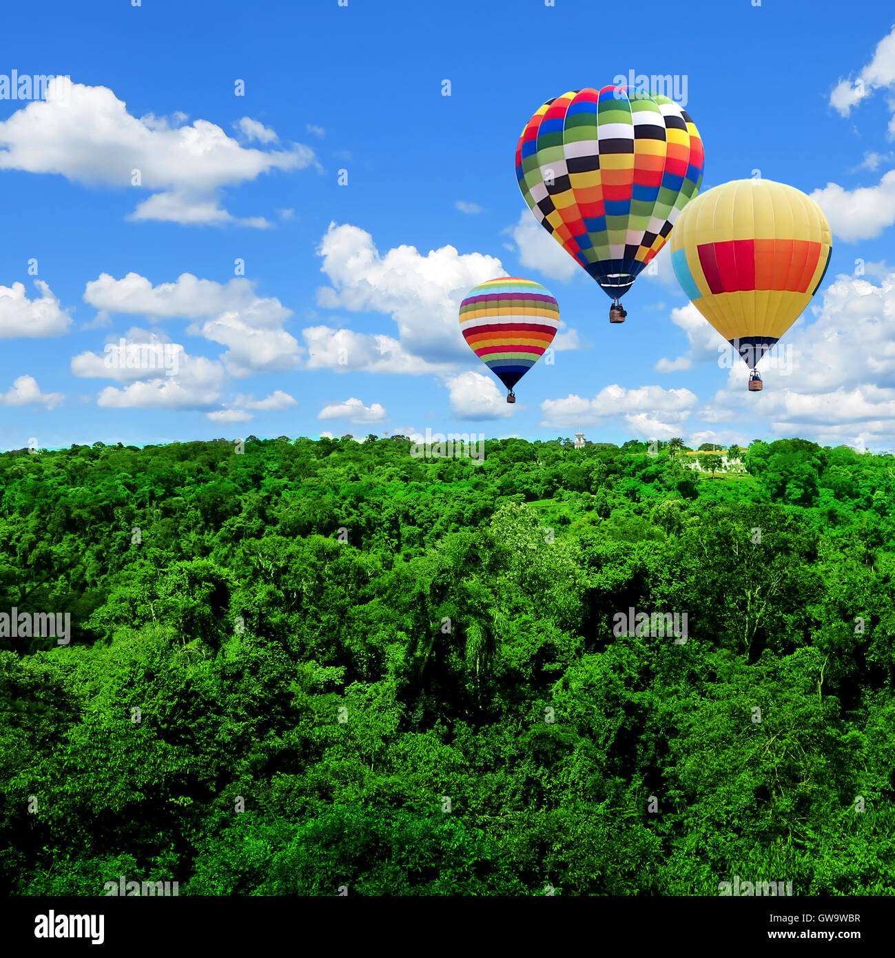 Colorful hot air balloons flying high Stock Photo - Alamy