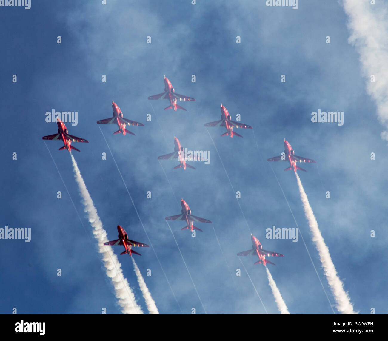The Red Arrows aerobatics display team (or Royal Air Force Aerobatic ...