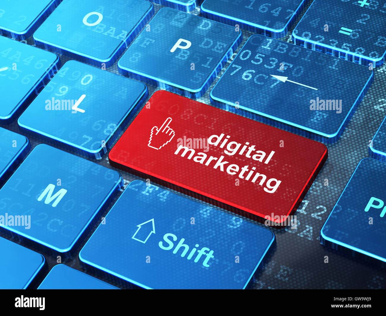 Marketing concept: Mouse Cursor and Digital Marketing on compute Stock ...