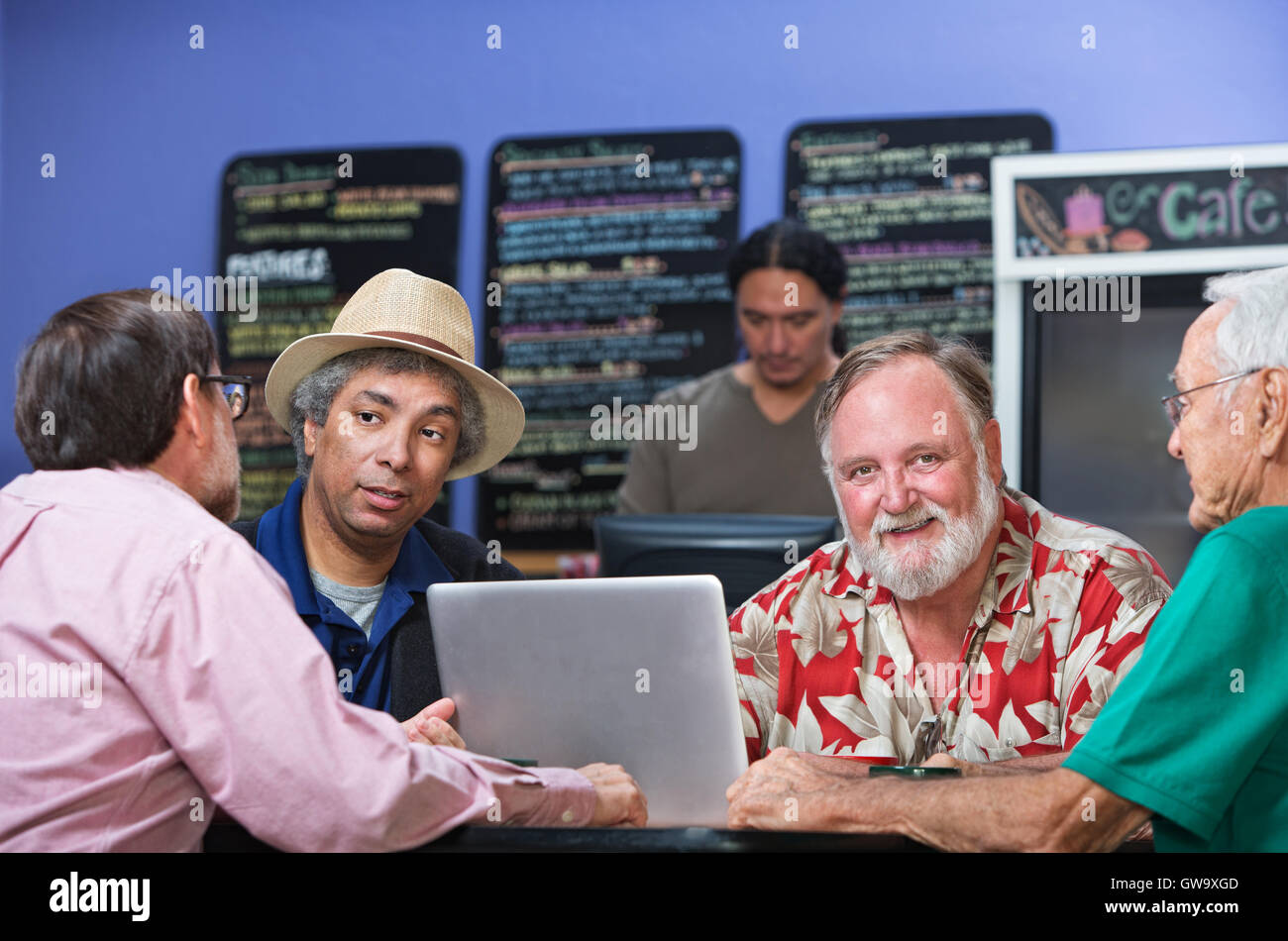 Diverse Men in Cafe Stock Photo - Alamy